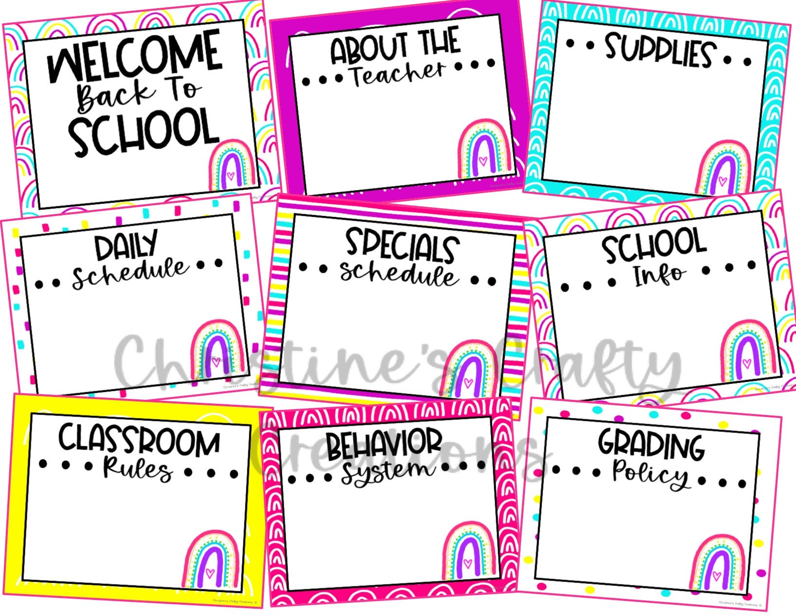 Bright Rainbow Boho Meet the Teacher Powerpoint L Editable - Etsy