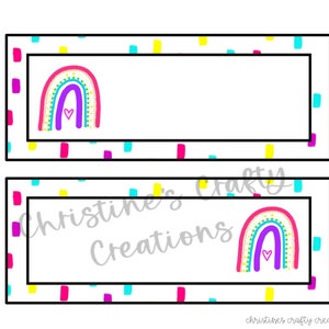 Bright Rainbow Boho Name Tags L Editable - Etsy