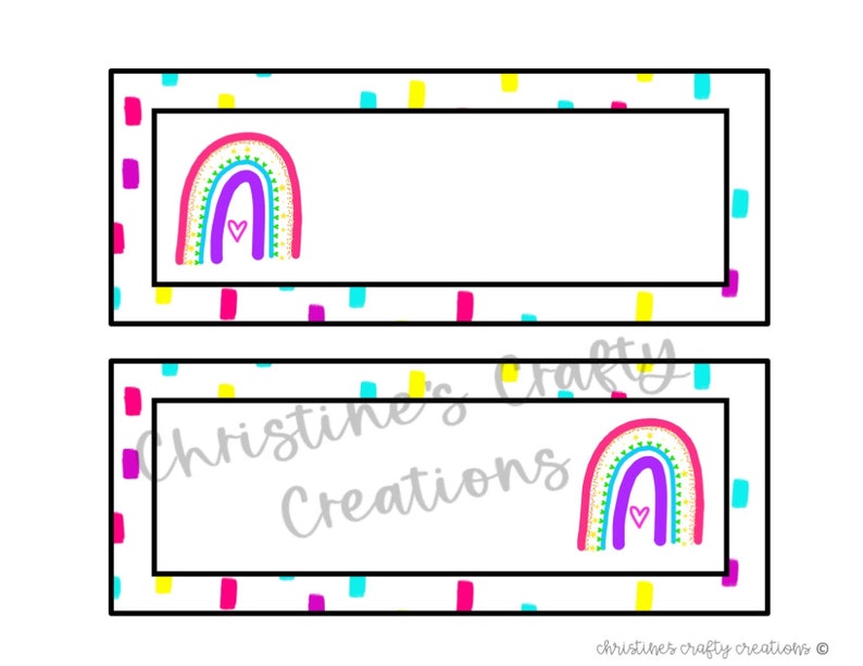 Bright Rainbow Boho Name Tags L Editable - Etsy
