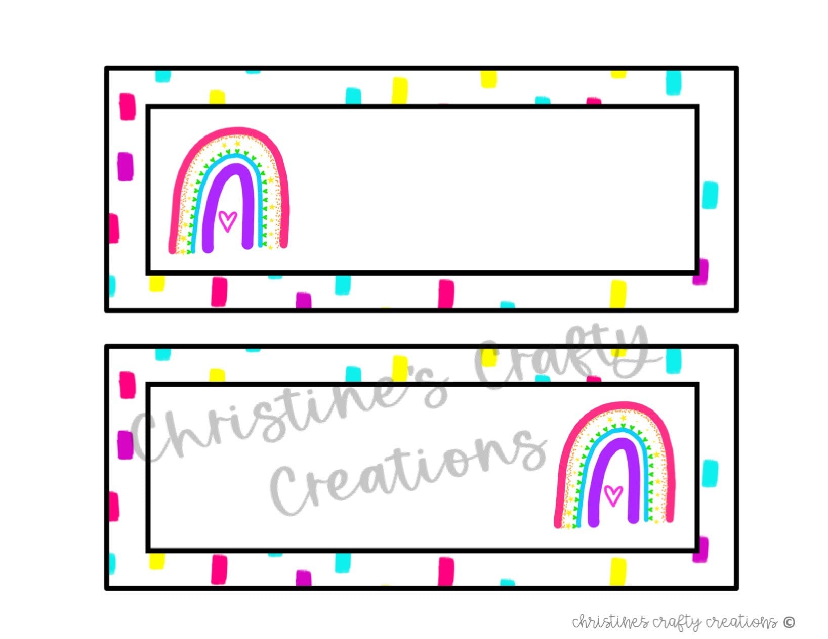 Bright Rainbow Boho Name Tags L Editable - Etsy