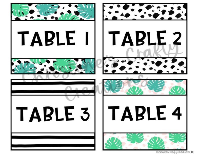 Tropical Leaves Cubby and Table Numbers - Etsy