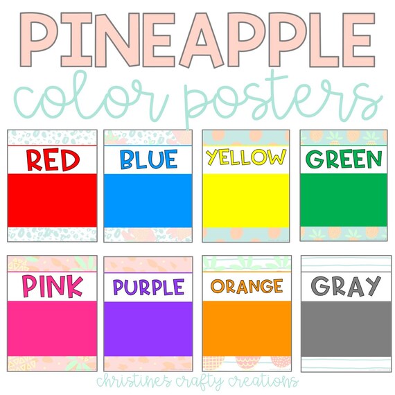 Pineapple Theme Color Posters - Etsy