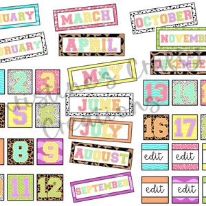 Groovy Leopard and Dalmatian Calendar Labels L Editable - Etsy