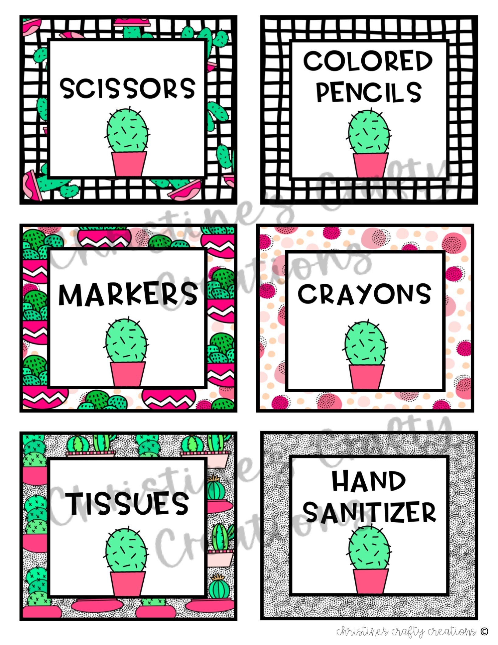 Cactus Supply Labels L Editable - Etsy