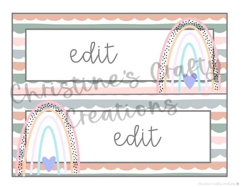BOHO Name Tags L Editable - Etsy
