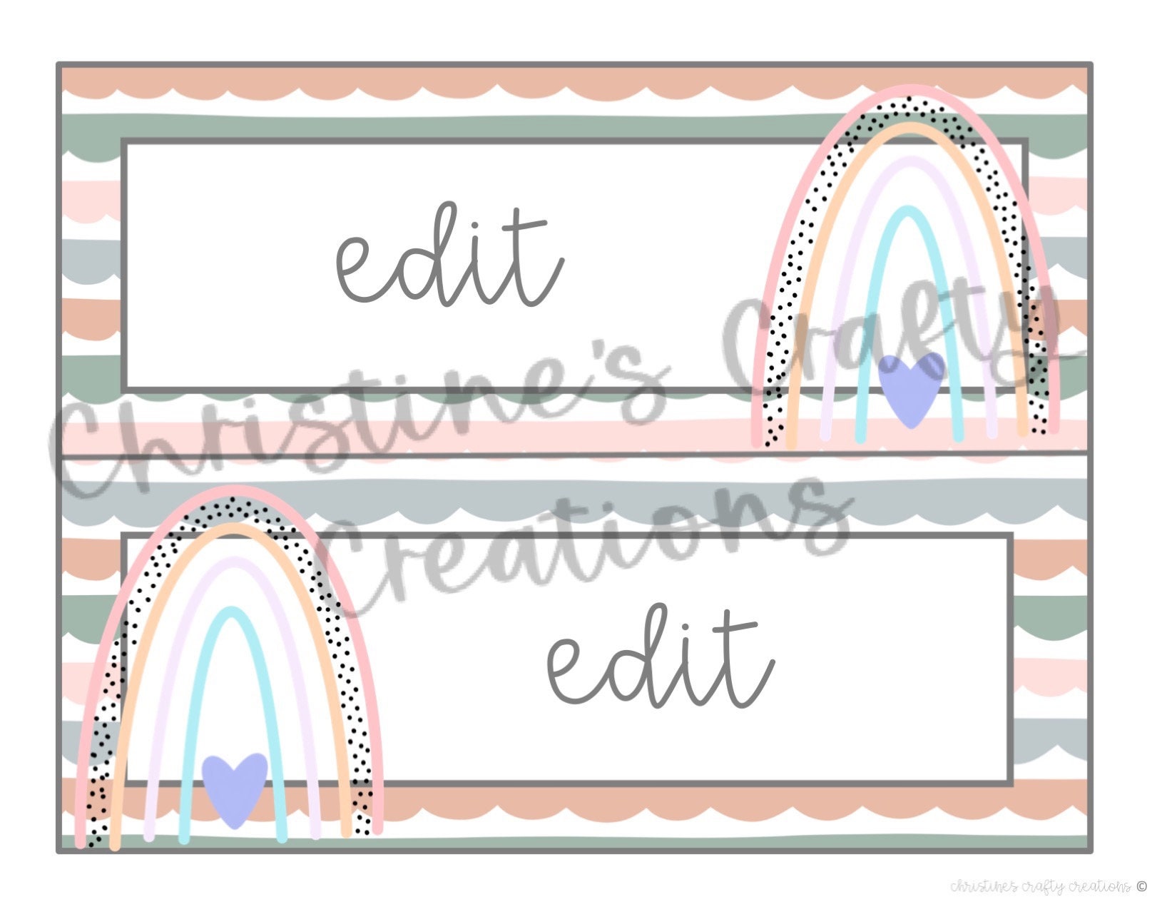BOHO Name Tags L Editable - Etsy