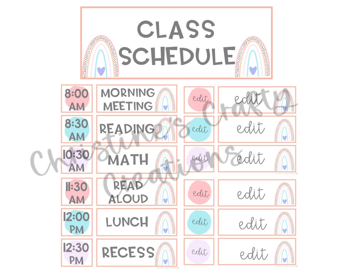 BOHO Daily Schedule L Editable - Etsy