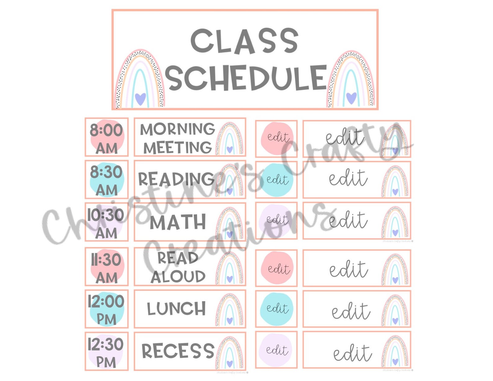 BOHO Daily Schedule L Editable | Etsy