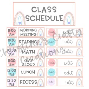BOHO Daily Schedule L Editable - Etsy