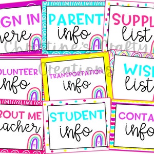 Meet the Teacher Night L Editable Forms and Materials L Bright Rainbow ...