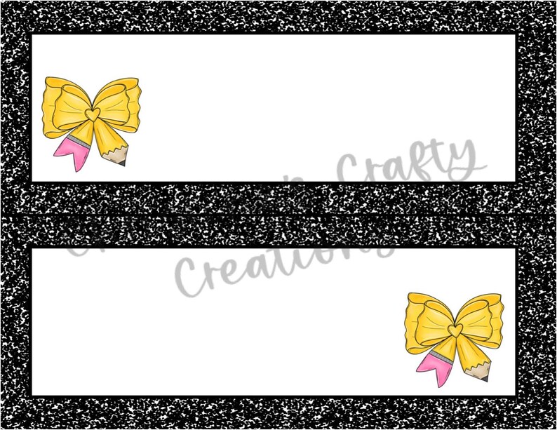 Coquette Bows and Pencils Name Tags L Editable - Etsy