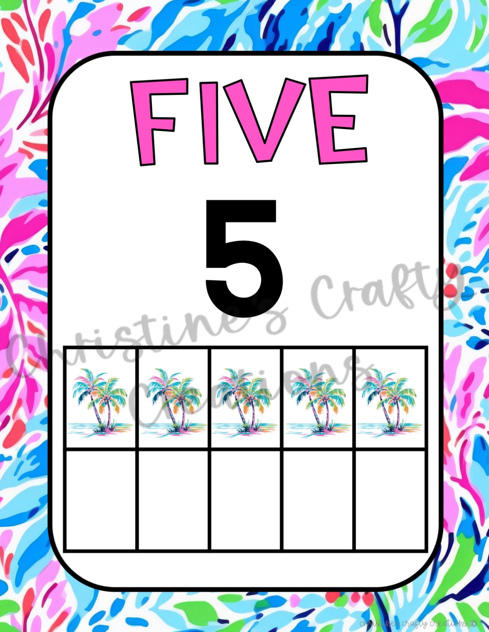 Preppy and Tropical Number Posters 0-20 - Etsy