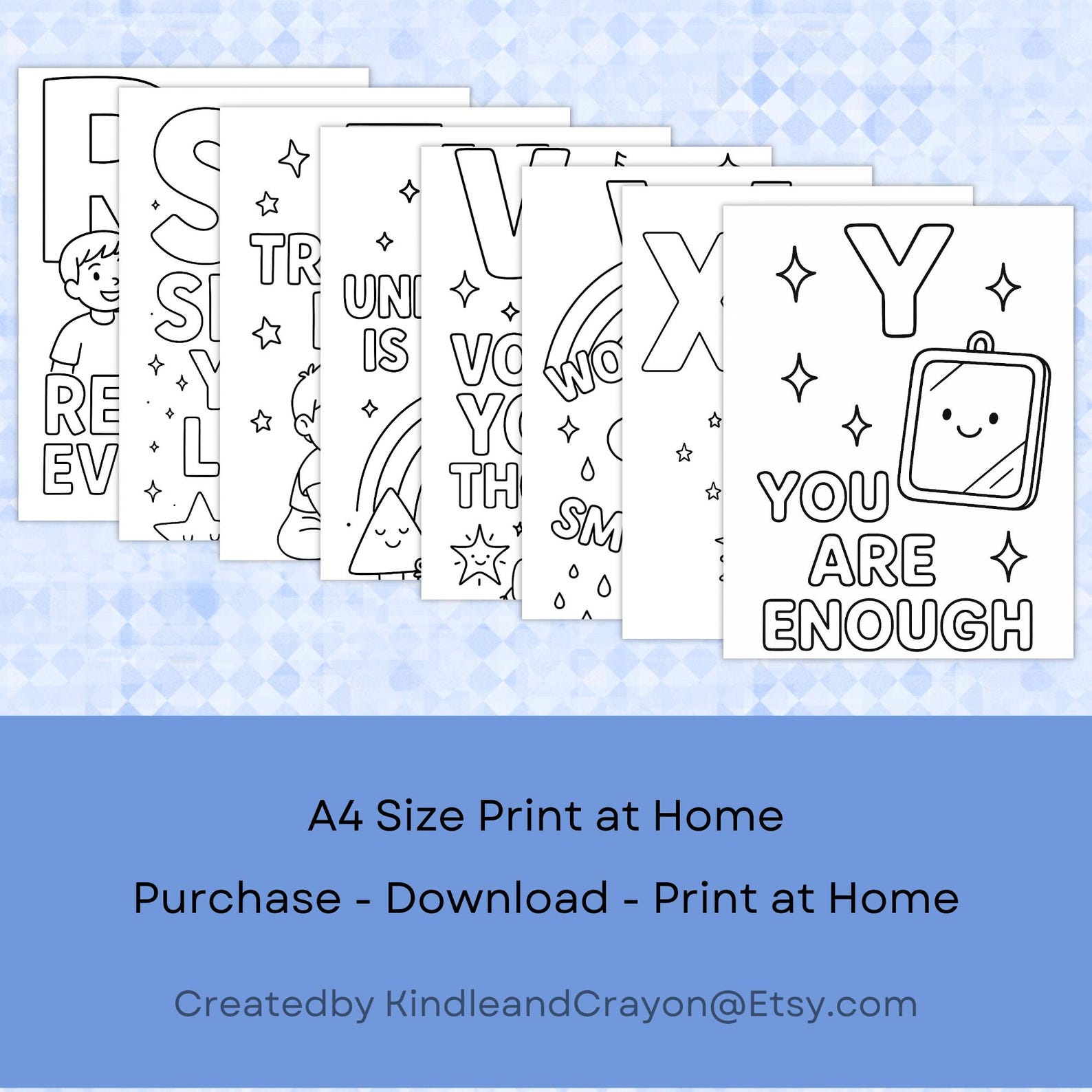 Alphabet Affirmation Coloring Pages A-Z – Positive Quotes for Kids ...