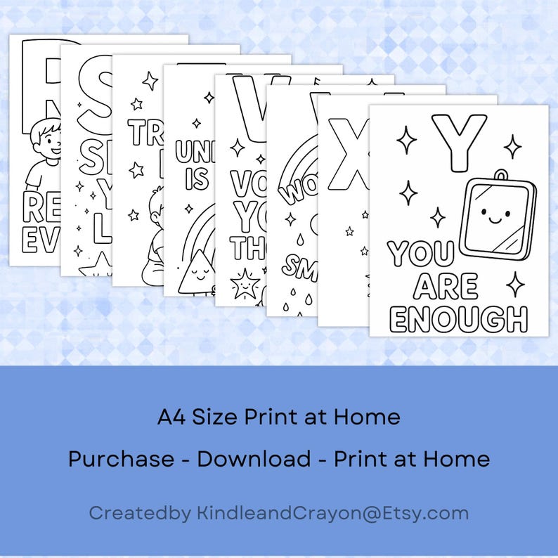 Alphabet Affirmation Coloring Pages A-Z – Positive Quotes for Kids ...