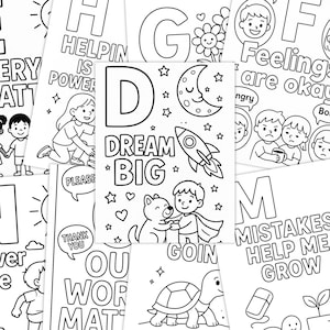 Alphabet Affirmation Coloring Pages A-Z – Positive Quotes for Kids ...