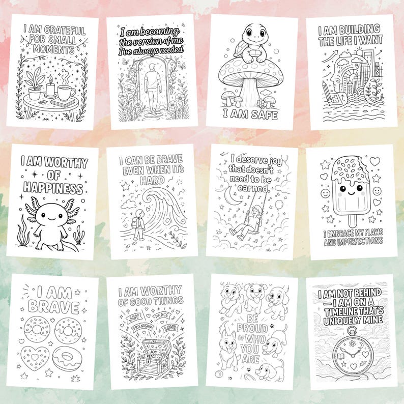 Self-affirmation Coloring Pages: Mindfulness & Confidence (PDF Download ...