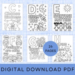 Alphabet Affirmation Coloring Pages A-Z – Positive Quotes for Kids ...