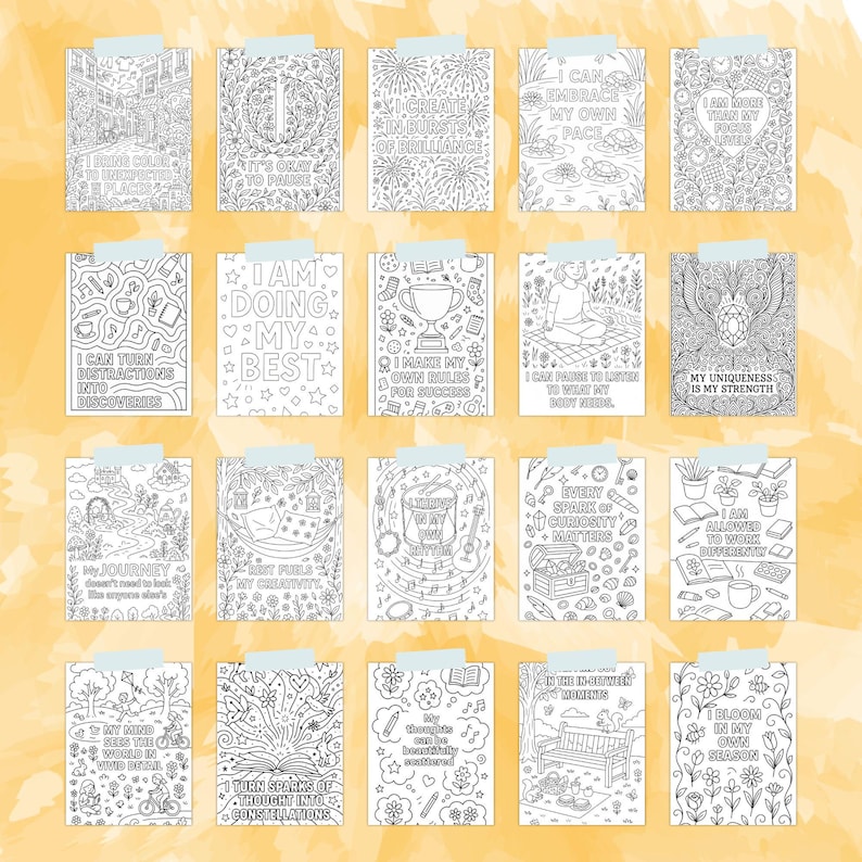 ADHD Neurodivergent Affirmation Coloring Book: Mindfulness Art Therapy ...