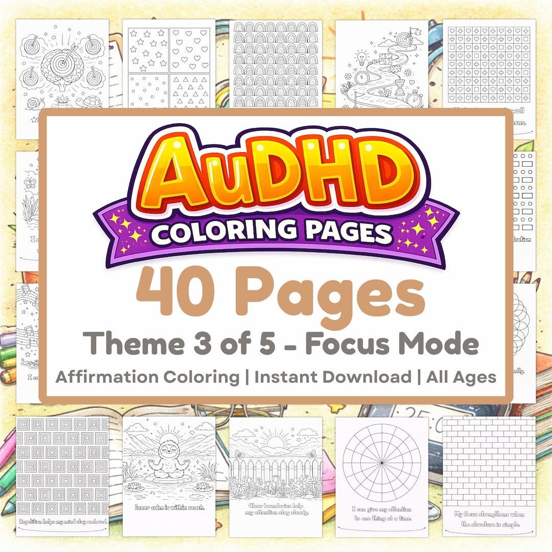 ADHD Autism Affirmation Coloring Pages | Focus Mode (digital Download ...