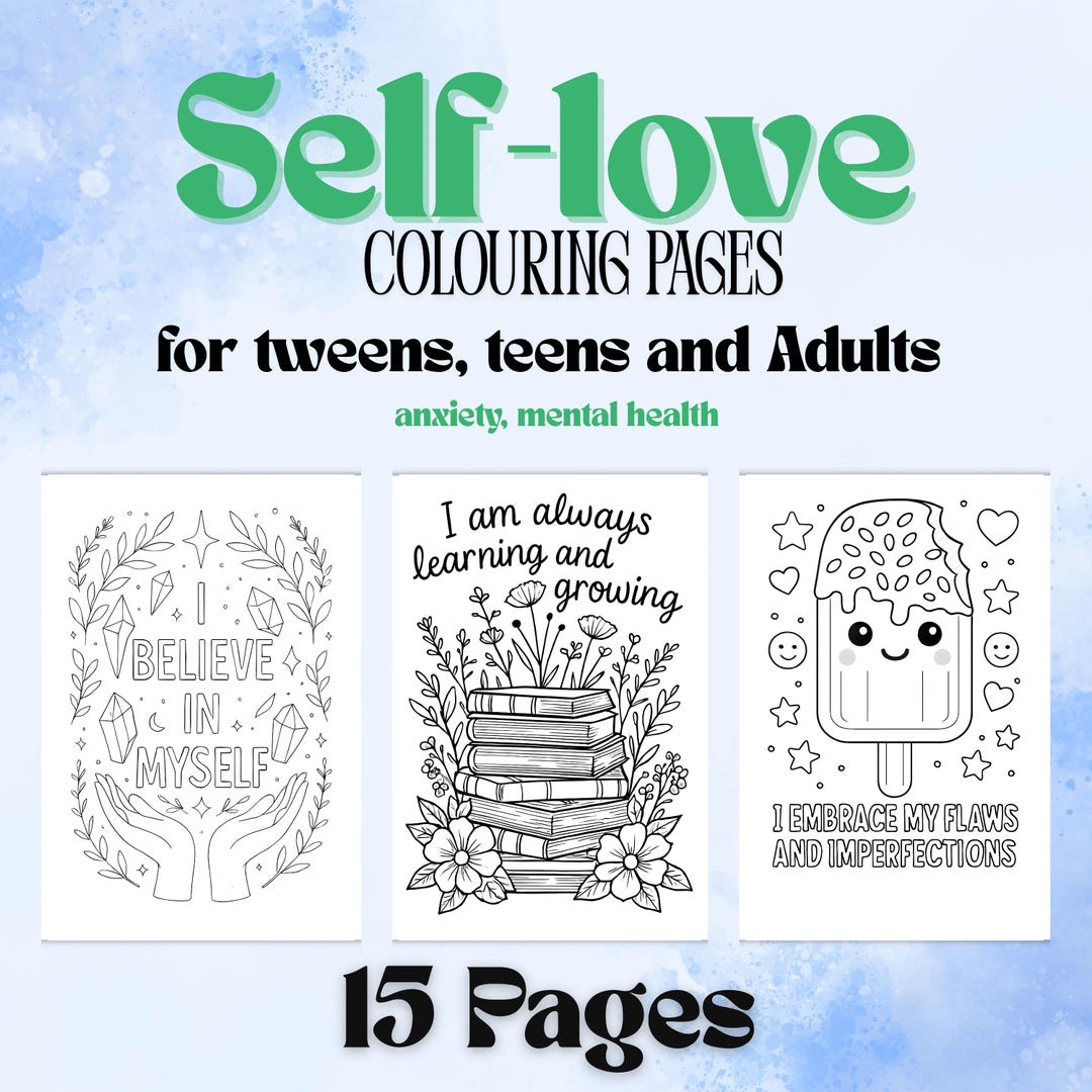 Mental Health Self Love Coloring Pages, Affirmation Coloring Sheets ...