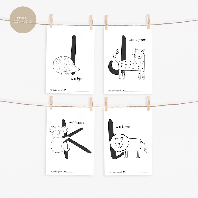 ABC Coloring Book – German – Animal Alphabet A-Z Coloring Pages – Baby ...