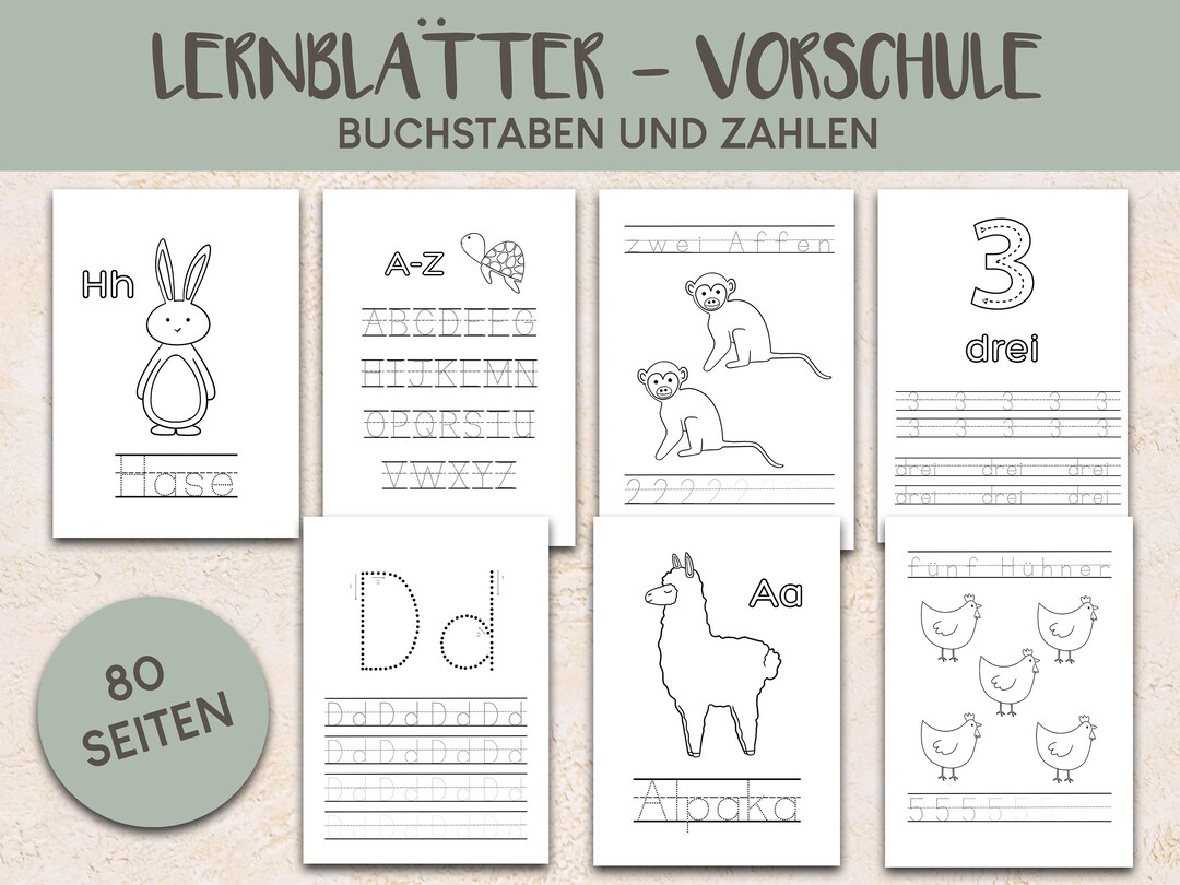 LEARNING SHEETS / PRESCHOOL / German / Letters+numbers / Writing ...