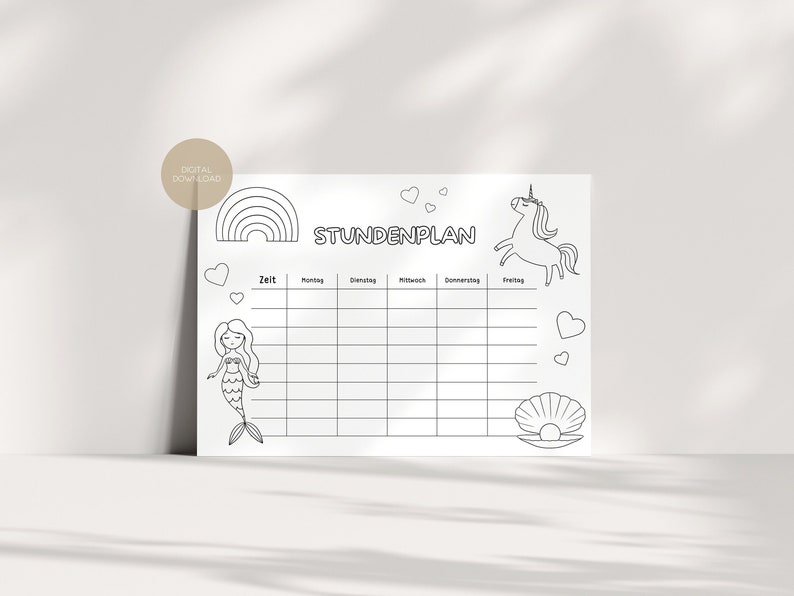 TIMETABLE FOR COLOURING / German / Back to School, School Child ...