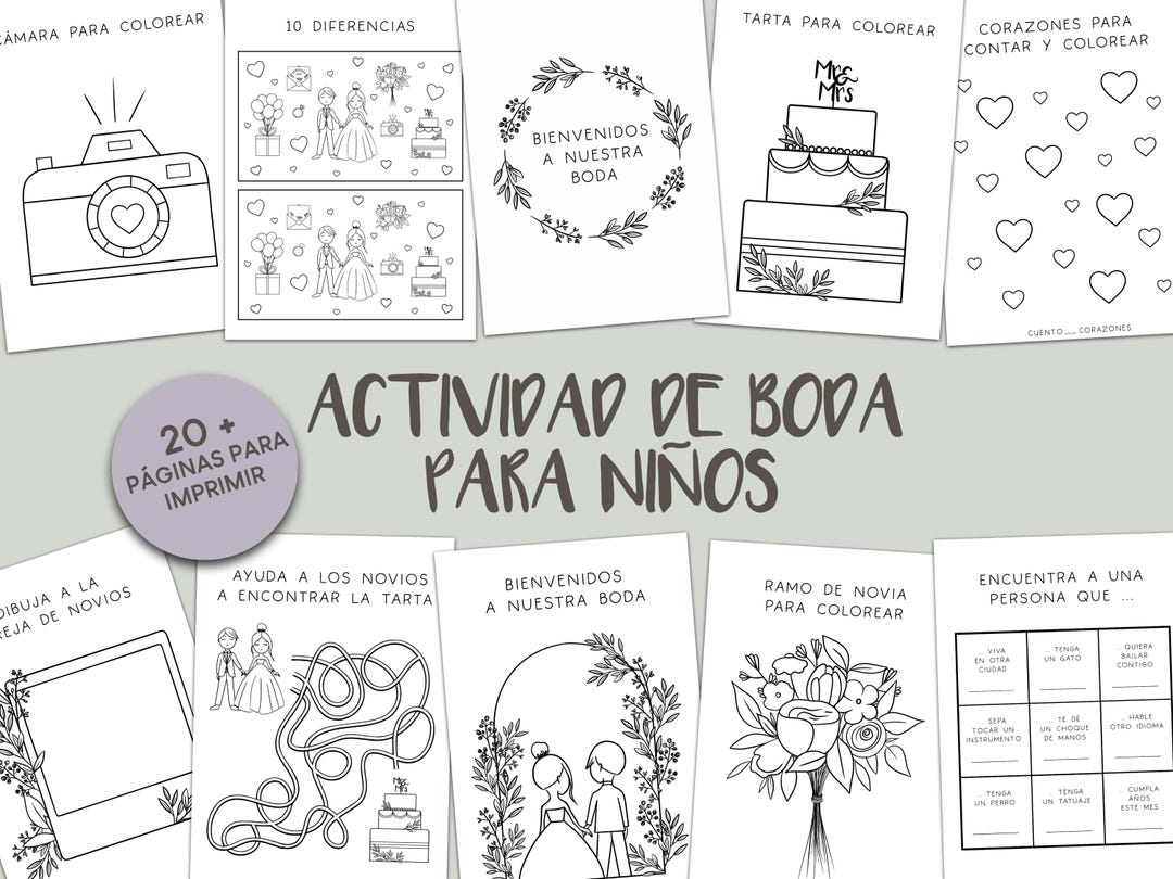 Kids Wedding Activity Book – Spanish – 20+ Coloring and Puzzle Pages ...