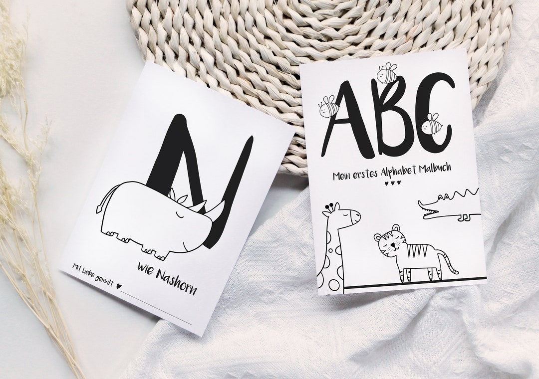 ABC COLORING BOOK / German / Animal Alphabet / Baby Shower Coloring ...