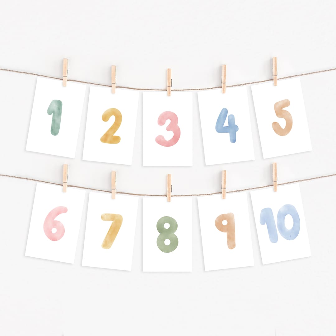 TARJETAS DE APRENDIZAJE PARA NIÑOS DE NÚMEROS / Aprende a contar / 1-10 ...