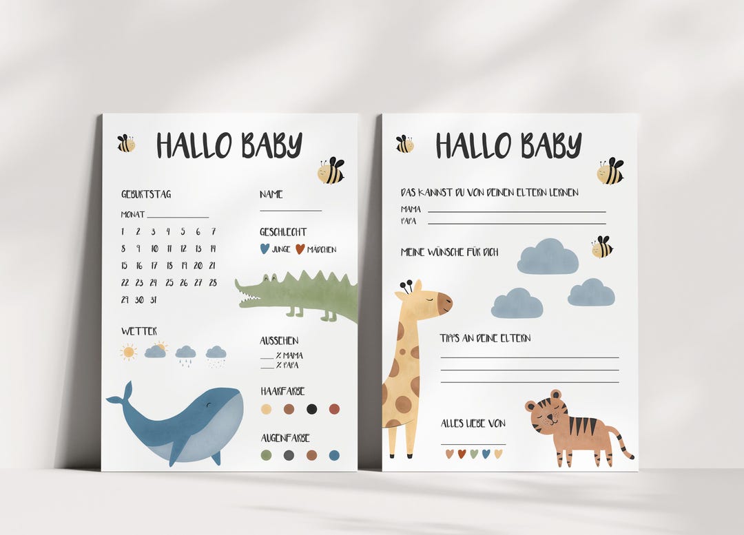 Hallo Baby – Deutsch – Baby Shower Spiel – Vorhersagen und Wünsche zum ...