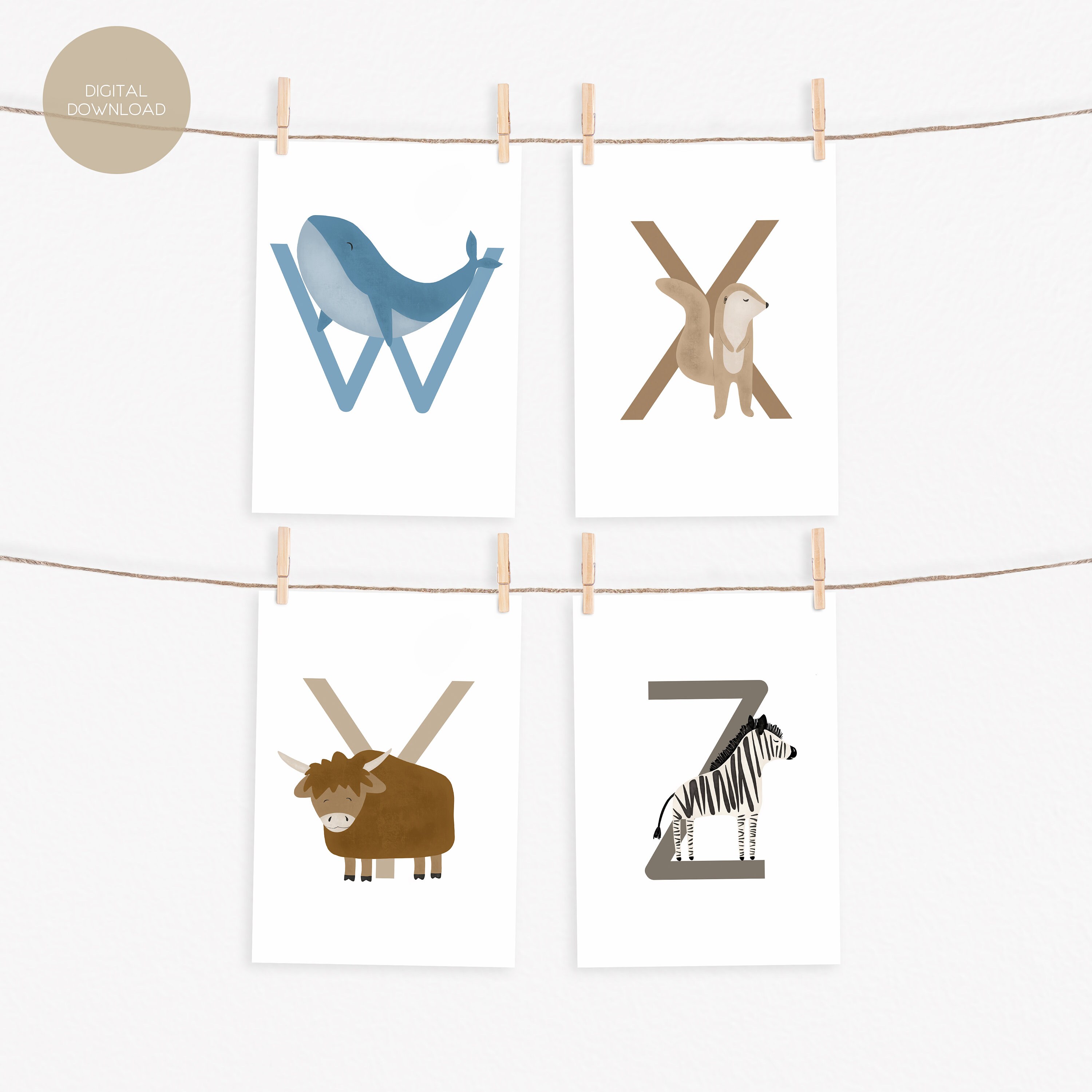 ABC SET / English / A-Z / Alphabet, Letters, Animals, Name / Nursery ...