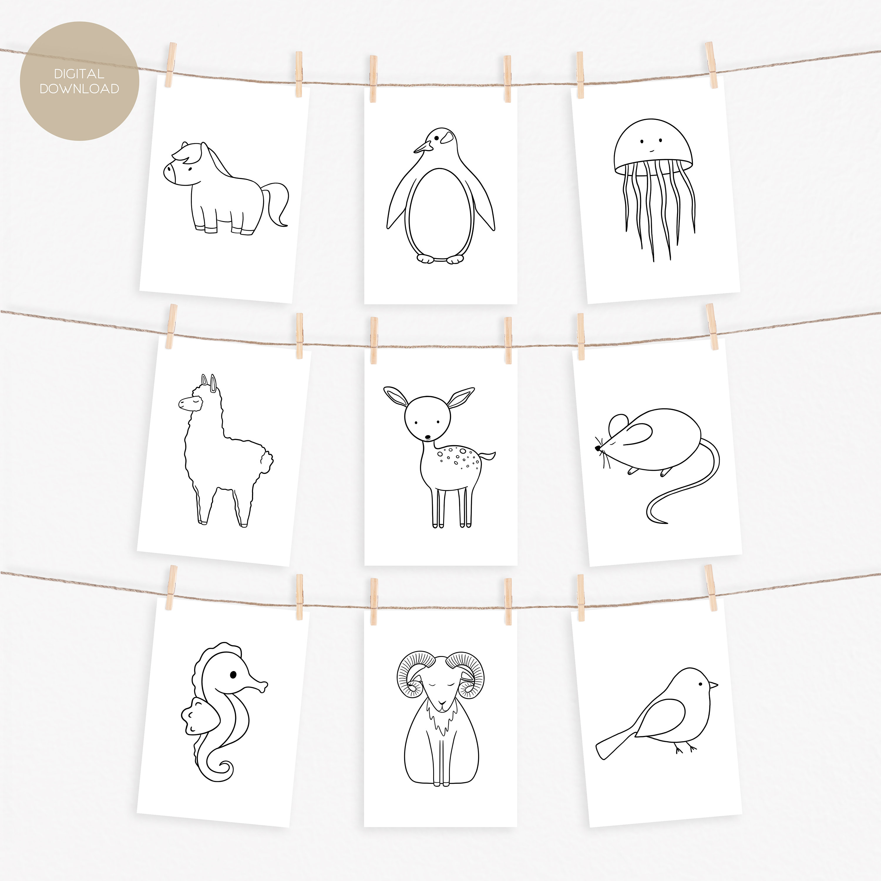 50 Animals – Printable Coloring Pages for Kids – Coloring Book for ...