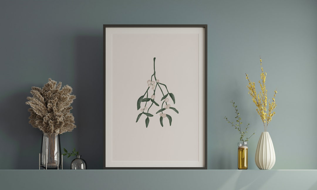 Mistletoe Christmas – Watercolor Poster and Postcard – Magical Holiday ...