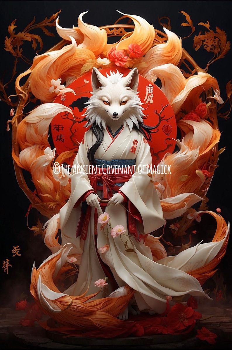 Kitsune the Nine Tailed Fox Spirit Companion - Etsy