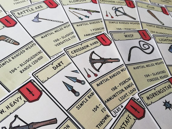 Printable Item Cards Basic Weapons for Dnd Black & White - Etsy