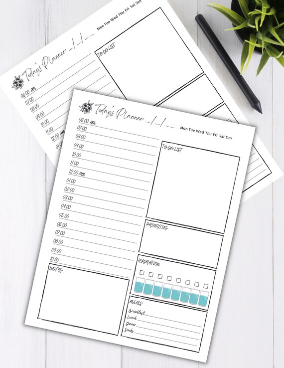 Daily Planner Printable Planner Instant Download 8.5x11 | Etsy
