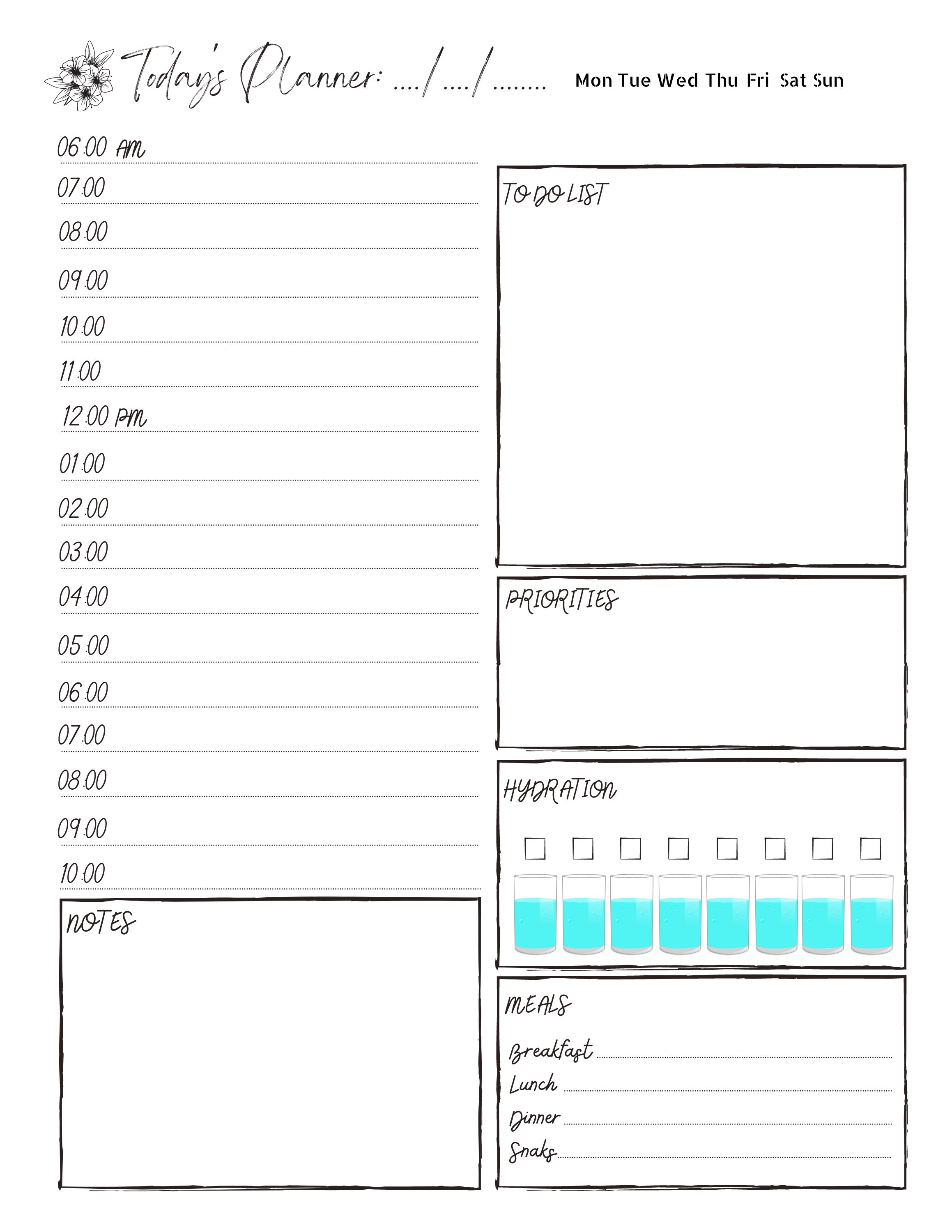 Daily Planner, Printable Planner, Instant Download, 8.5x11 Inches - Etsy