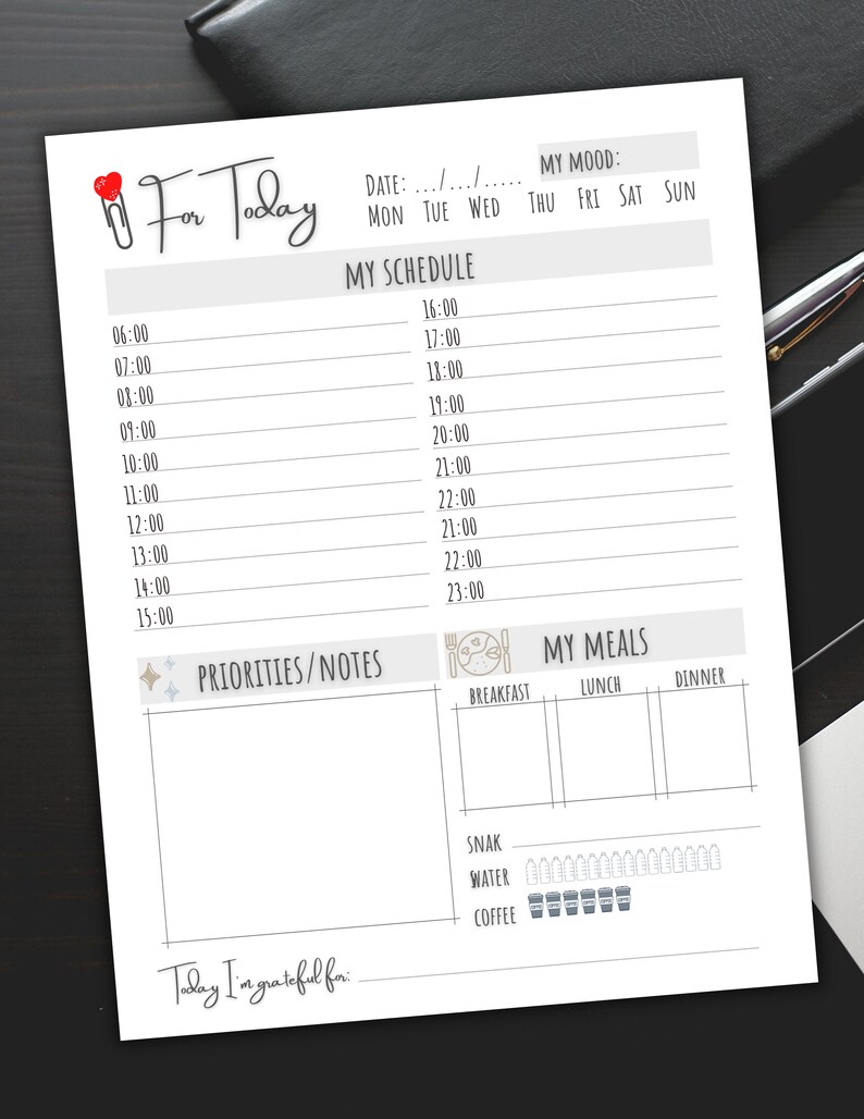Daily Planner, Printable Planner, Instant Download, 8.5x11 Inches - Etsy