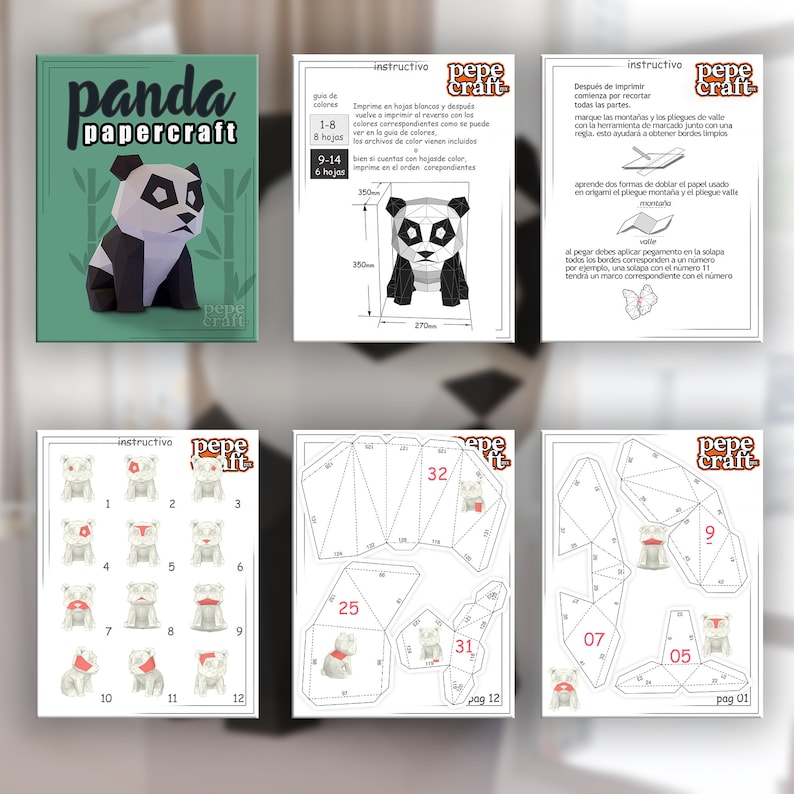 Panda Pdf Diy Panda Papercraft Oso Panda Papercraft Panda - Etsy