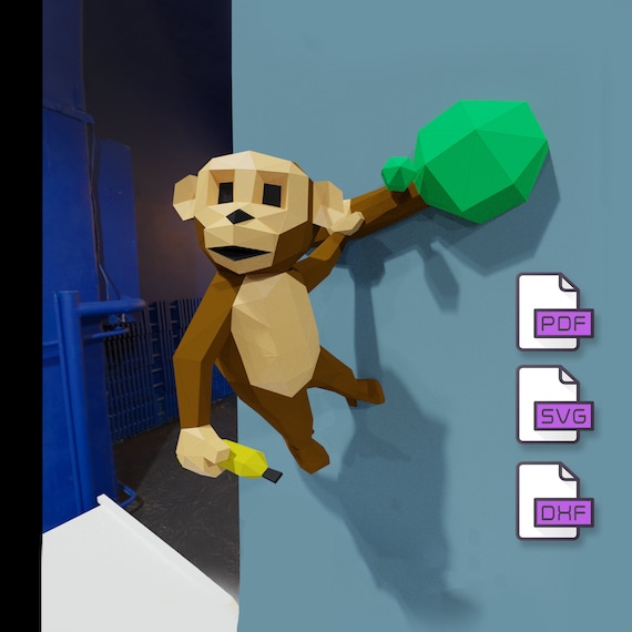 Changuito Papercrafts plantillas PDFMonky escultura de papel - Etsy México