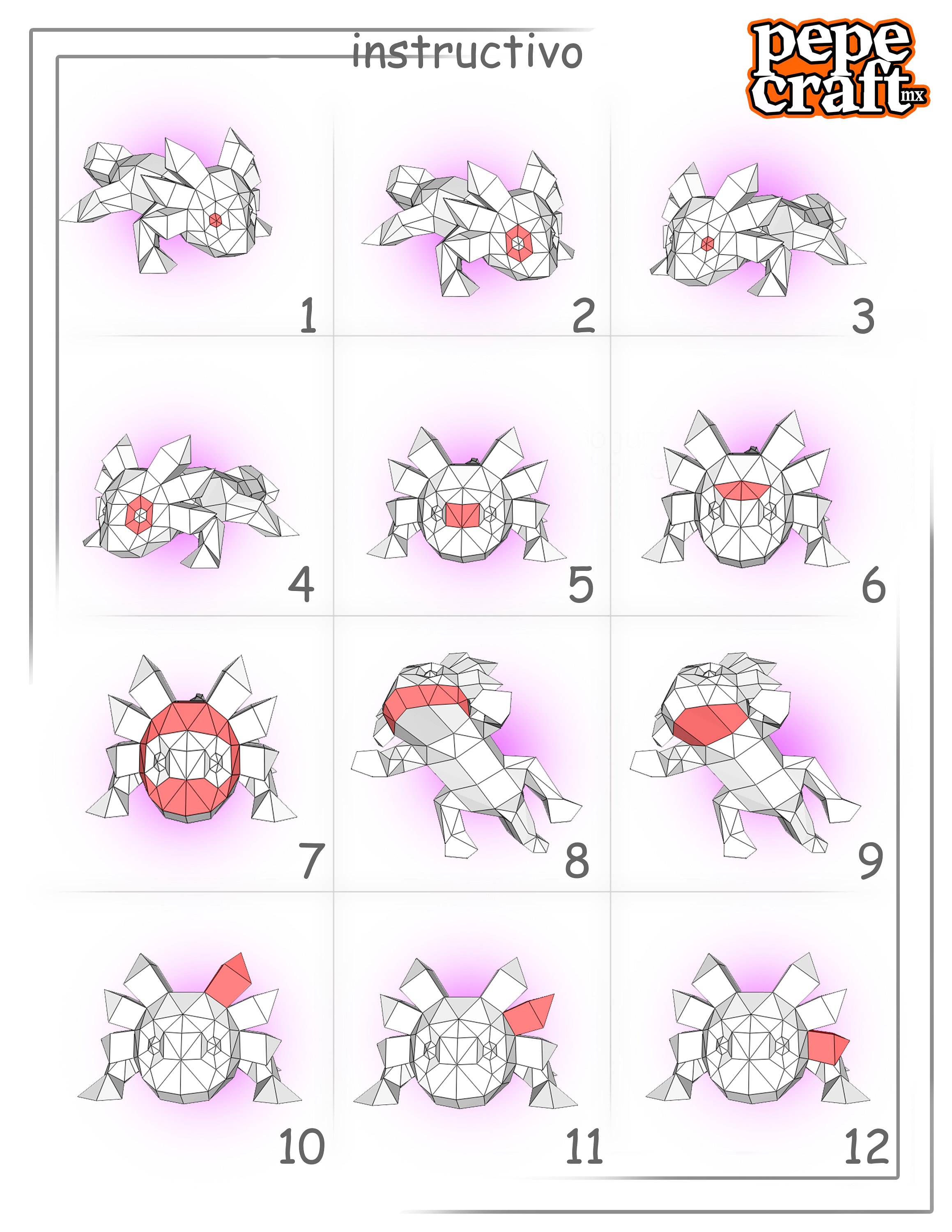Axolotl Papercraft Templates in PDF, SVG and DXF to Make Your Own Paper ...