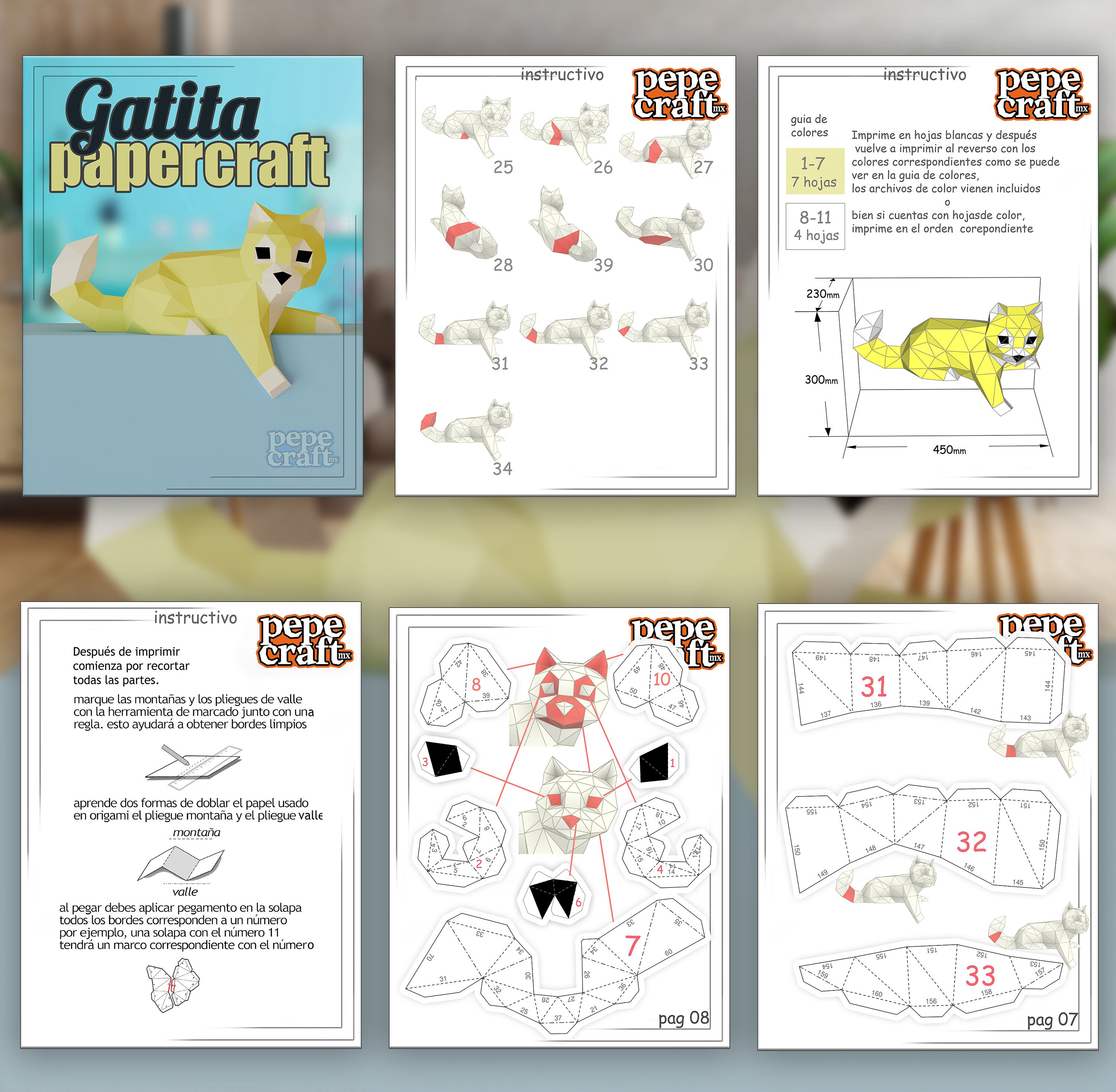 Kitten Papercrafts, Catdiy Pdf, Papercreaft Cat Templates, Feline - Etsy