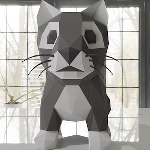 Gato Papercraft PDF,SVG,DXF plantillas manual para crear escultura de ...