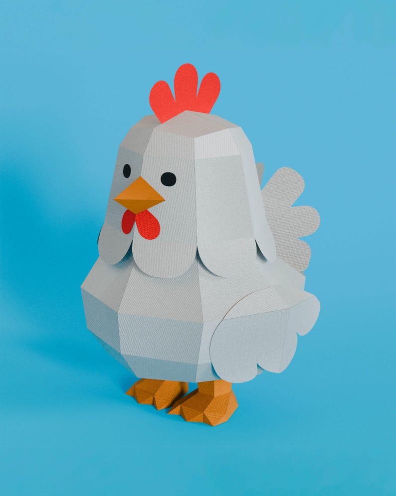 3D Papercraft Chicken for Printing | PDF DXF SVG Template | Decorative ...