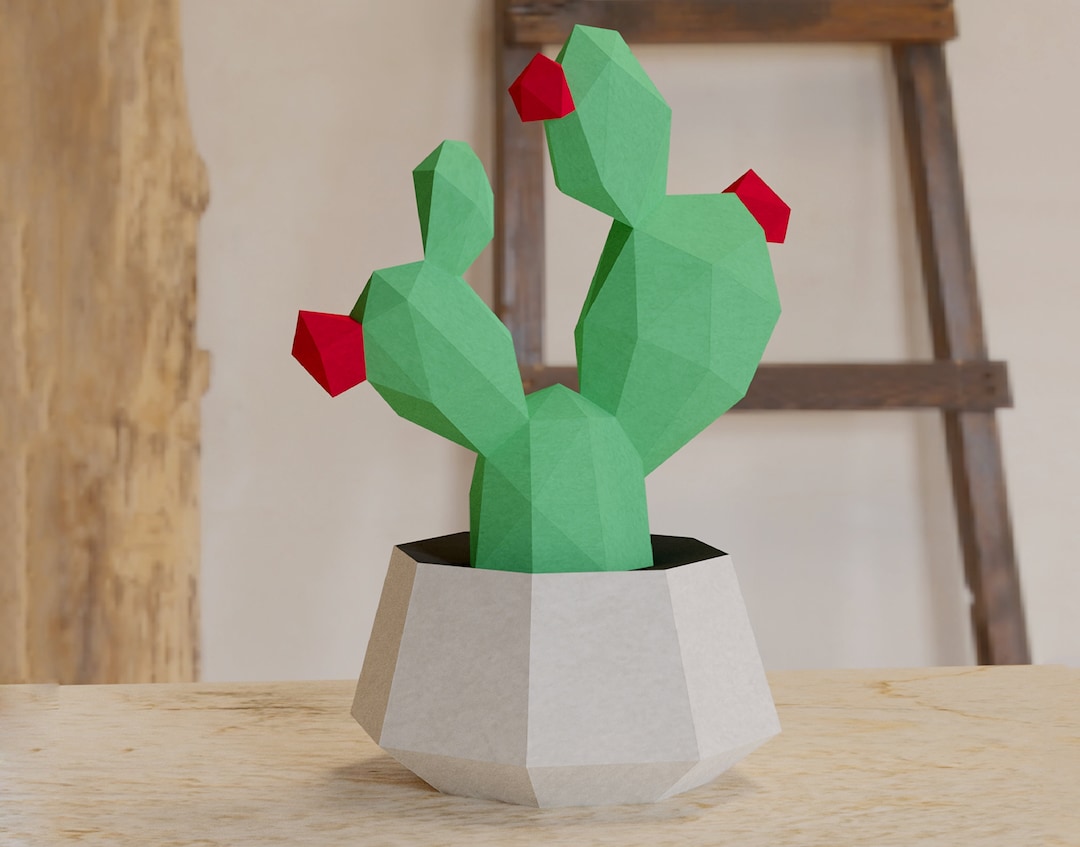 Cactus papercrafts pdf, nopal maceta con cactus, nopal plantillas ...