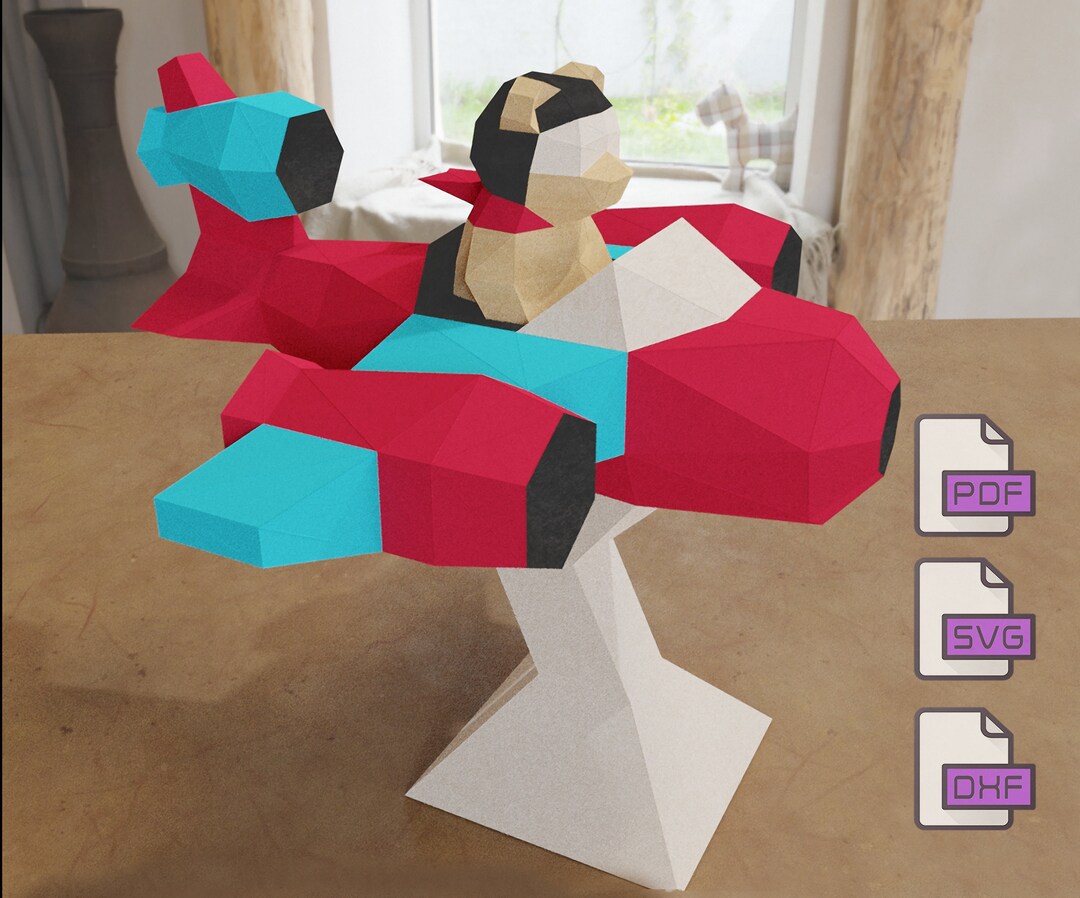 Aviator Bear papercrafts modèles PDF,SVG,DXF, Papercraft kit diy 3D ...