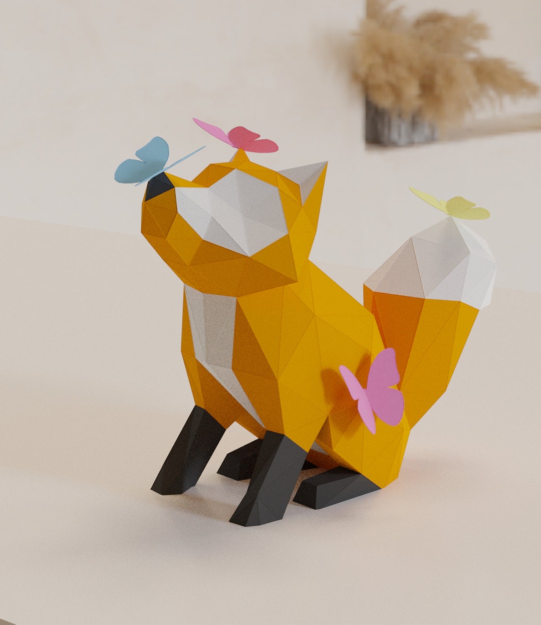 Fox Papercraft Templates Pdf, Fox, 3d Paper Sculpture, - Etsy