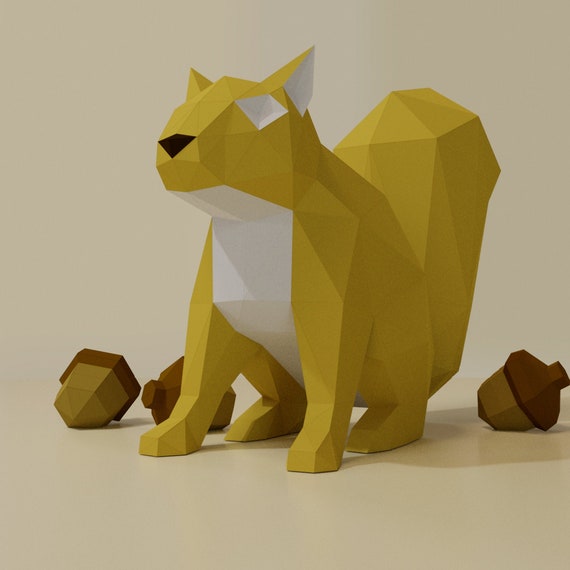 Papercraft de Ardilla PDF SVG DXF plantillas para crear - Etsy México