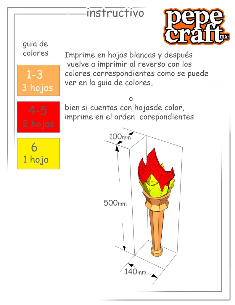 Antorcha olímpica papercraft plantillas pdf - Etsy México